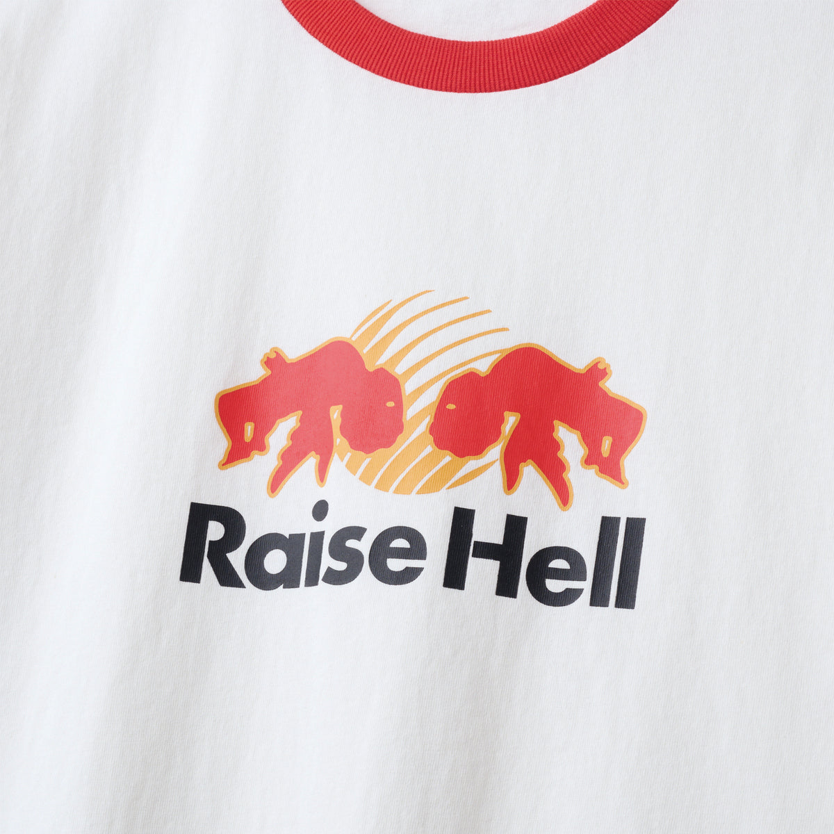 RAISE HELL RINGER SHIRT - WHITE/RED – Hellrazor Online